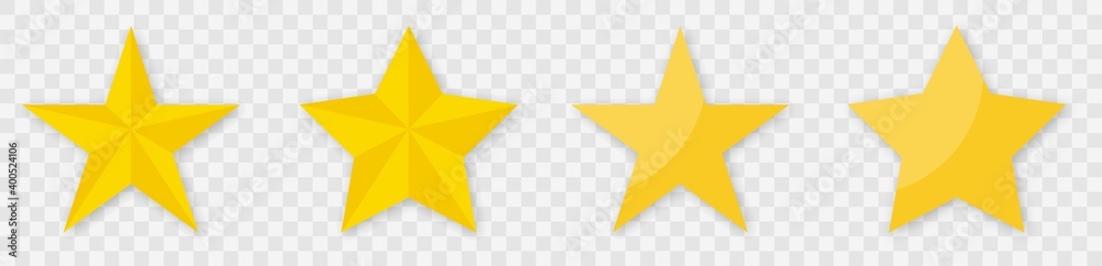 Star icon collection. Star vector icons set with shadow. Yellow stars ...