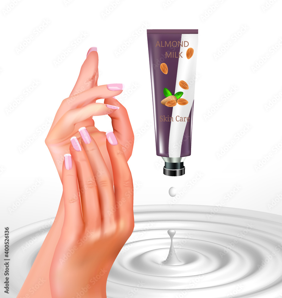Woman hands with hand cream. vector illustration Stock Vector | Adobe Stock