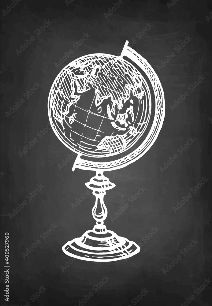 Chalk sketch of globe Stock Vector | Adobe Stock