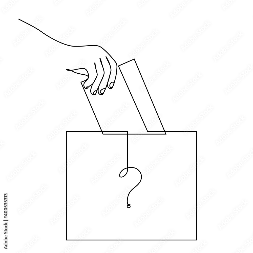 Vote Continuous Line Drawing. The Hand Puts the Voting Form in the ...