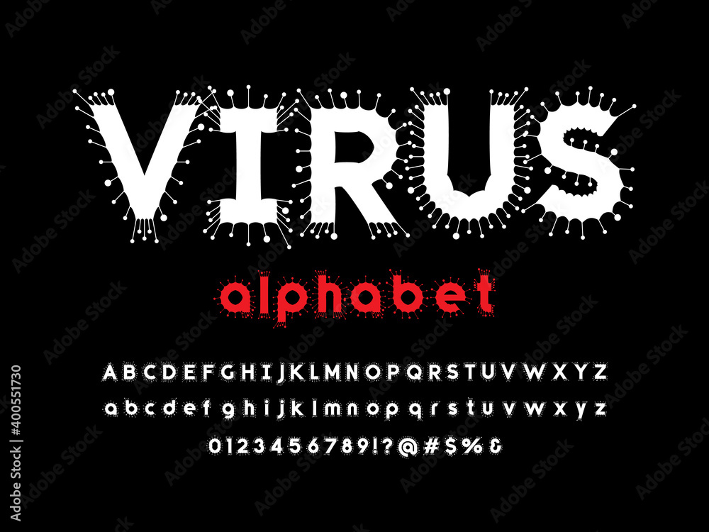Virus infectious disease style alphabet design with uppercase ...