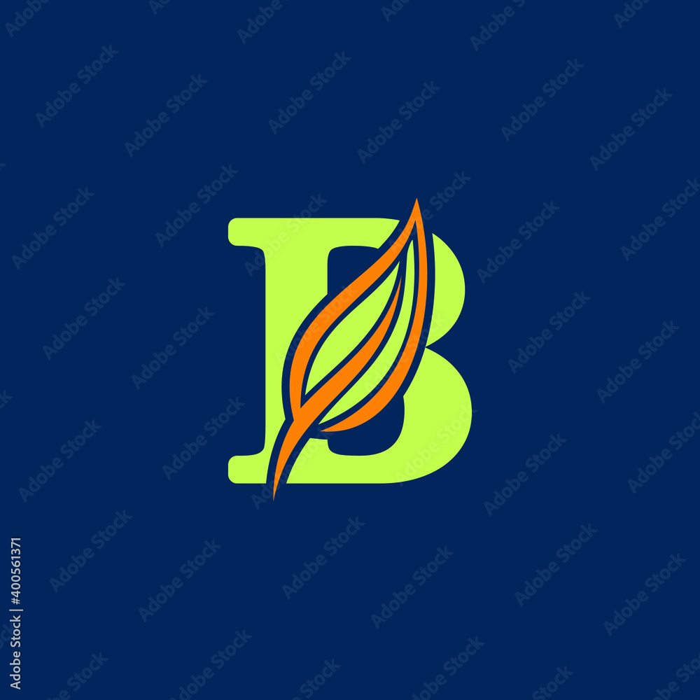 Initial Letter B Logo With Leaf Organic Logo For Business Name Starts initial-letter-b-logo-with-leaf-organic-logo-for-business-name-starts