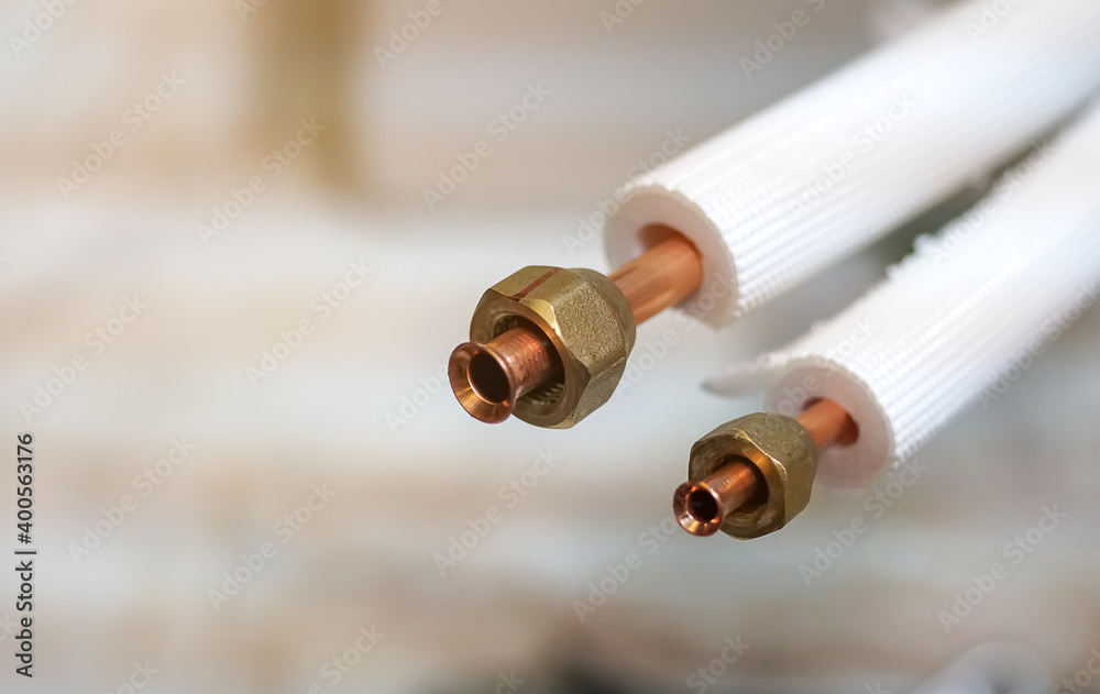 Copper pipe fitting for air conditioning installation.copper pipe of ...