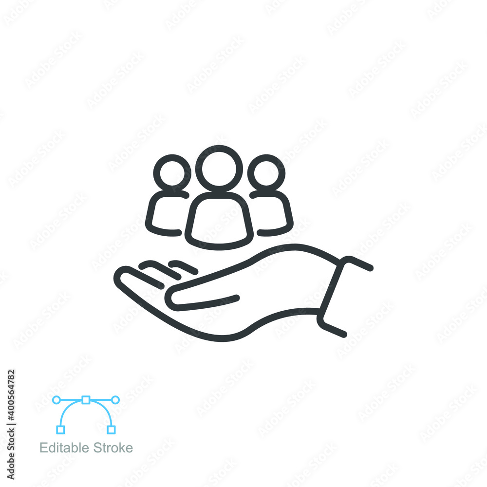 Care line icon, health, safe peoples, hand on and People group ...