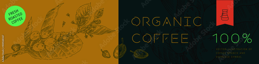 Banner organic coffee, template design for coffee roaster concept ...