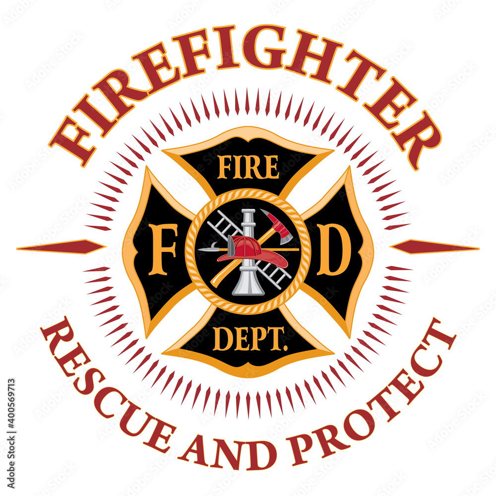 Firefighter Cross Rescue and Protect is a design illustration that ...