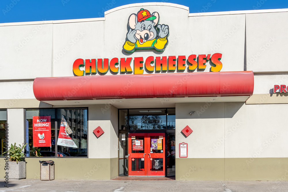 Toronto, Canada- October 29, 2018: Chuck E. Cheese's sign in Toronto ...