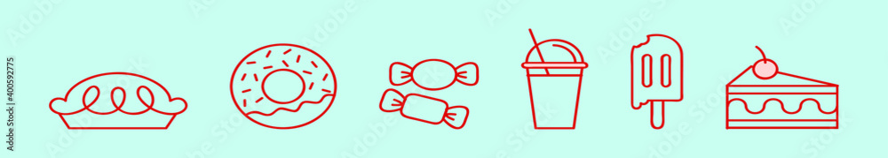 set of dessert cartoon icon design template with various models. vector ...