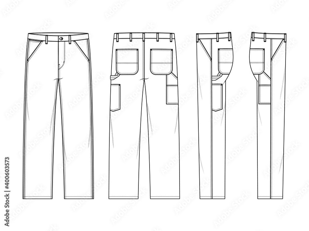 Photo Men's Carpenter Pant - Front, Back, Side views, Runway | Posters ...
