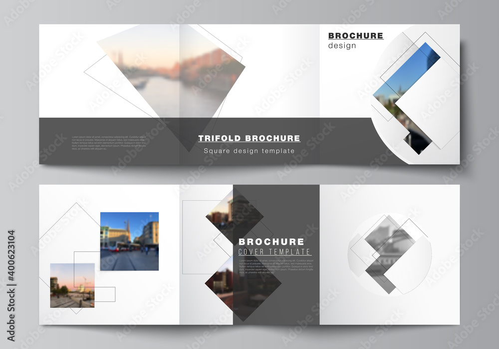 Vector layout of square format covers design templates with geometric ...