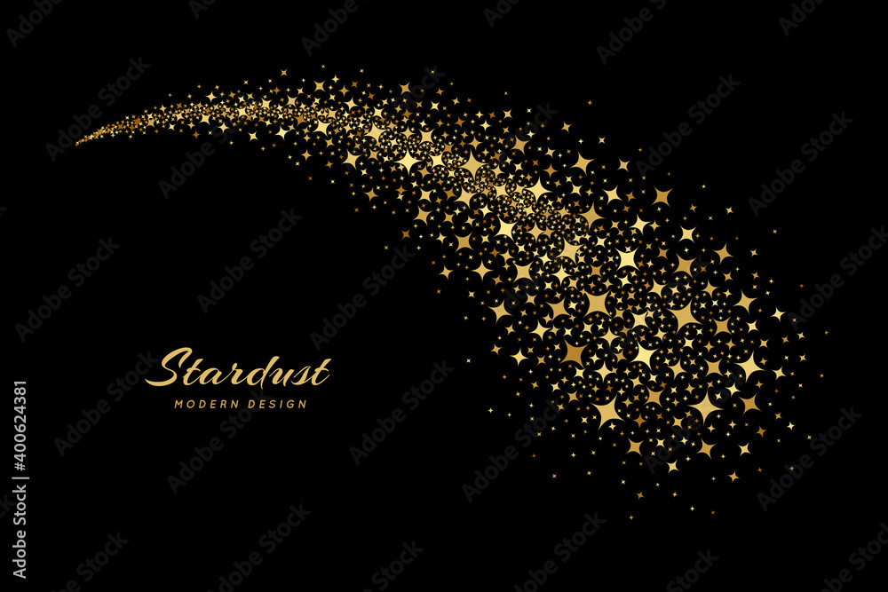 Gold star. Golden shooting stars. Trail falling star. Line stardust ...