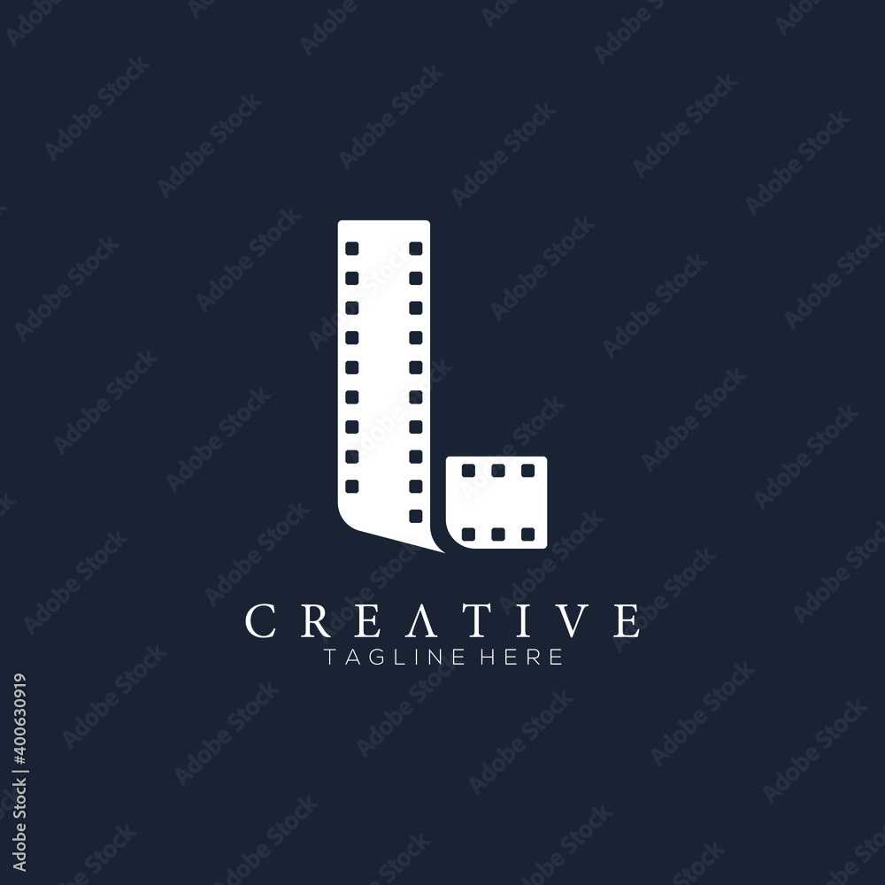 Elegant white letter L logo for strip film vector illustration and ...