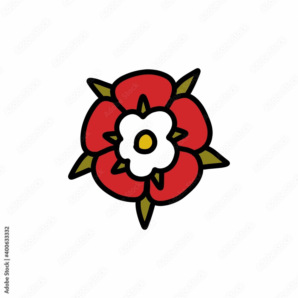 Tudor rose, traditional floral heraldic emblem of England, vector color ...