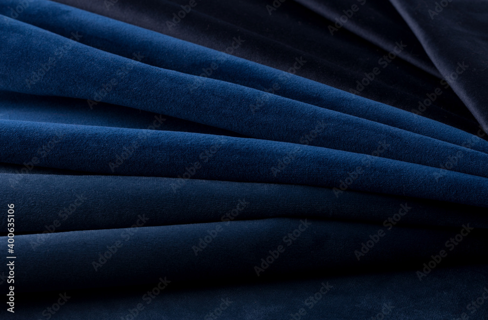 Deep blue velour textile sample. Fabric texture background Stock Photo ...