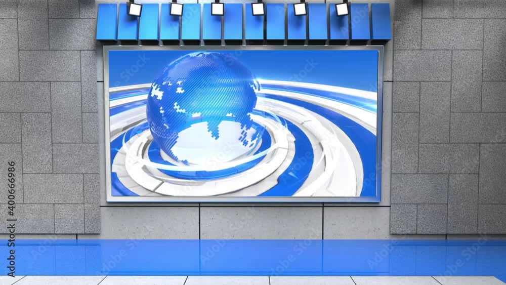 News TV Studio Set - Virtual Green Screen Background Loop Stock Video ...