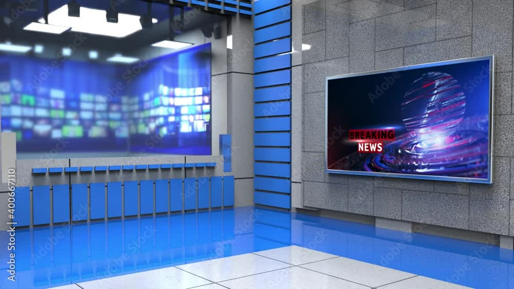 News TV Studio Set - Virtual Green Screen Background Loop Stock Video ...