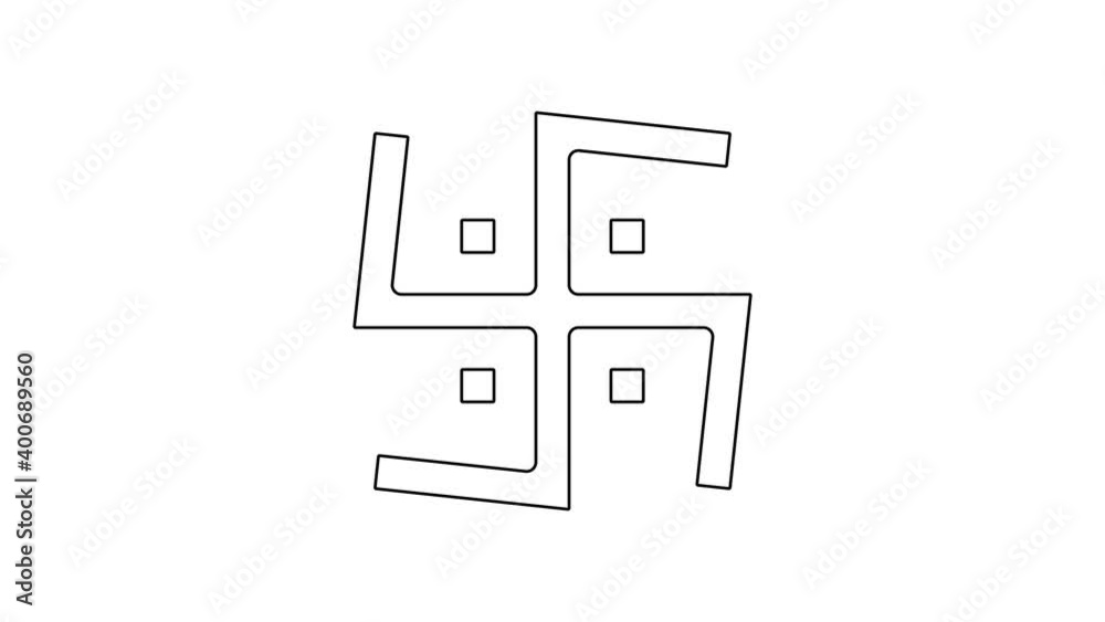Black line Hindu swastika religious symbol icon isolated on white ...