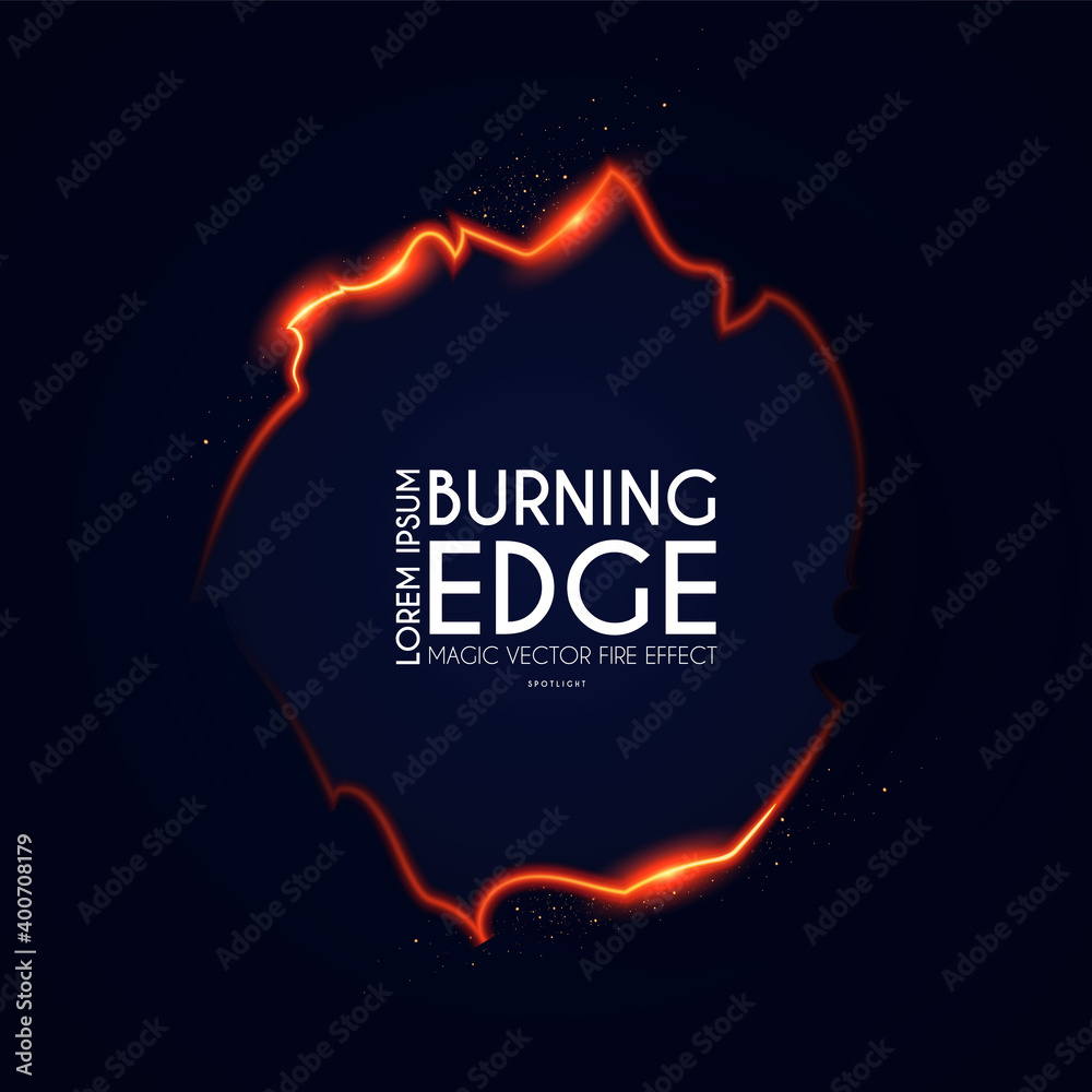 Burining ragged edge shining design. Fire and light effect. Shining ...