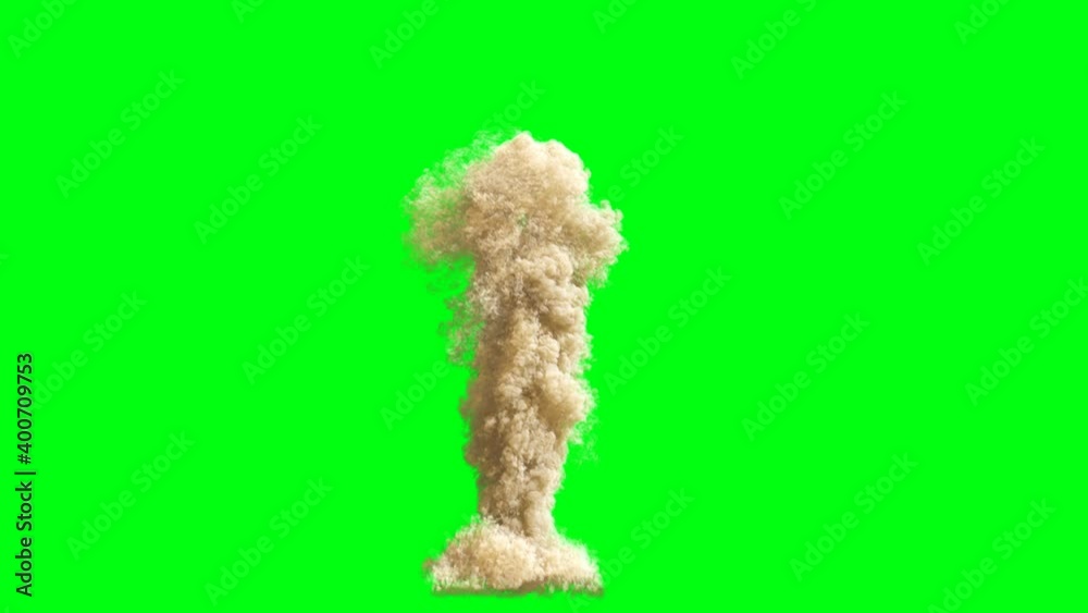 Volcano fire and smoke isolate on green screen 4k. Dust. Realistic fire ...