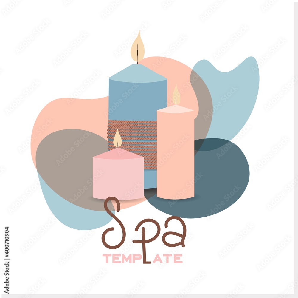 Relaxing spa set on white background, close up. Cosmetics advertising ...