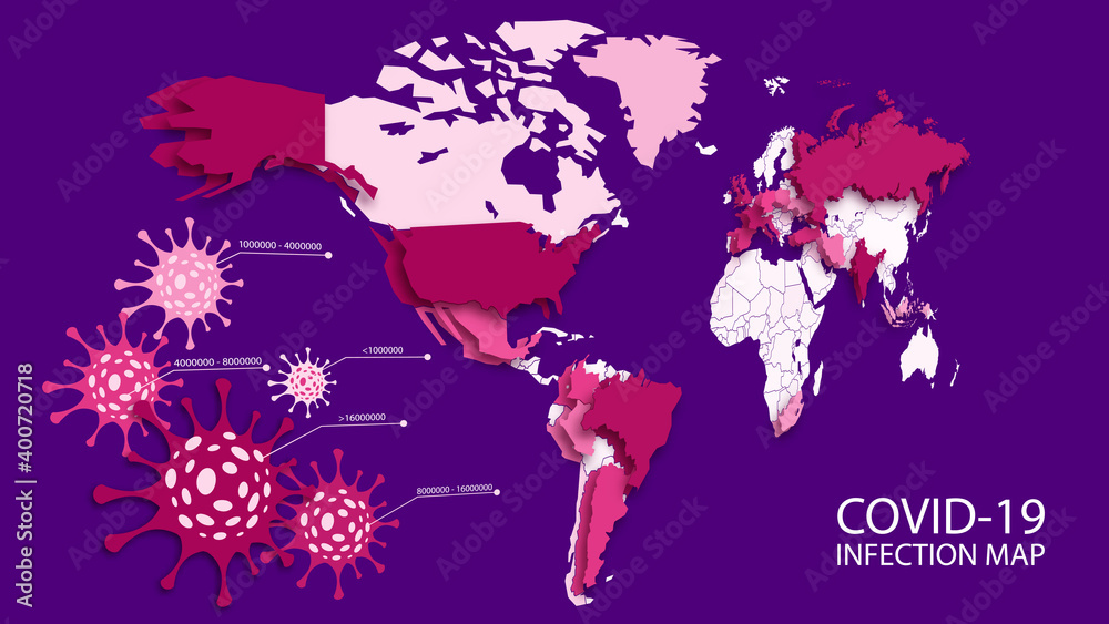 Vector background. Infographics. Geographic map. Coronavirus infection ...