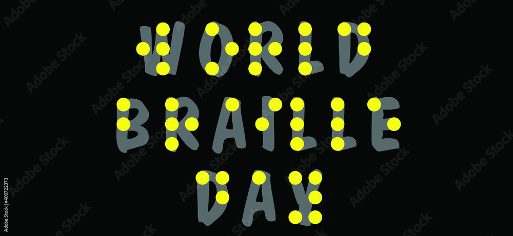 Slogan World braille day, blind. Alphabet for blind, reading braille ...