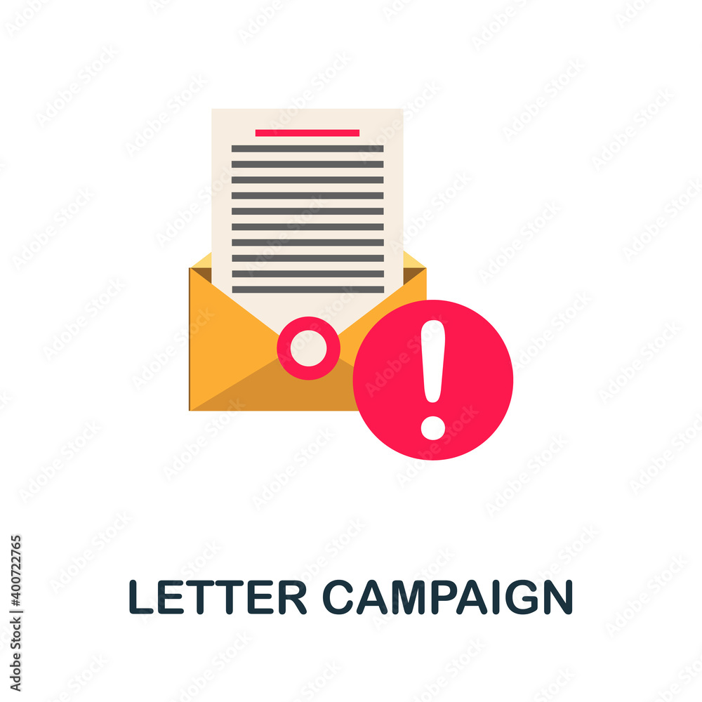 Letter Campaign flat icon. Color simple element from activism ...
