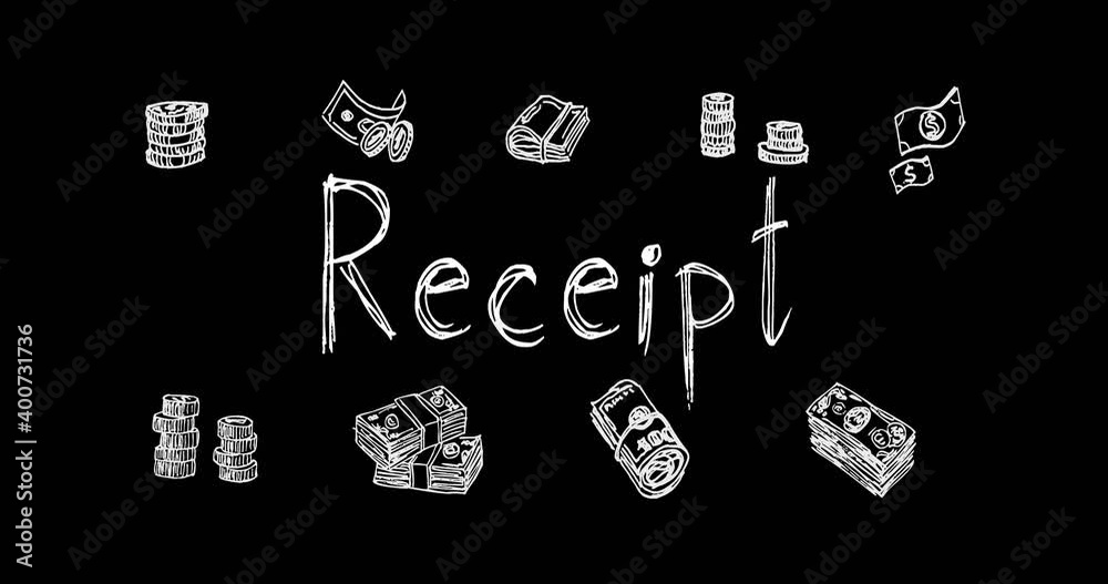 Handwritten word Receipt. handmade font design. drawing coins and ...