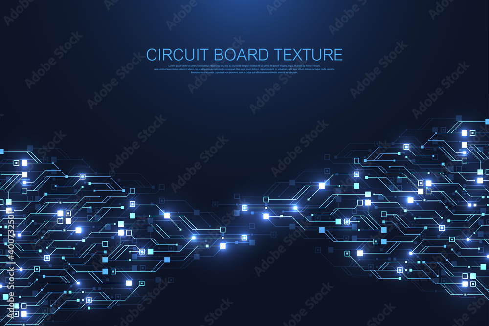 Circuit board technology background with hi-tech digital data ...