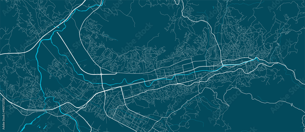 Detailed map of Sarajevo city, linear print map. Cityscape panorama ...