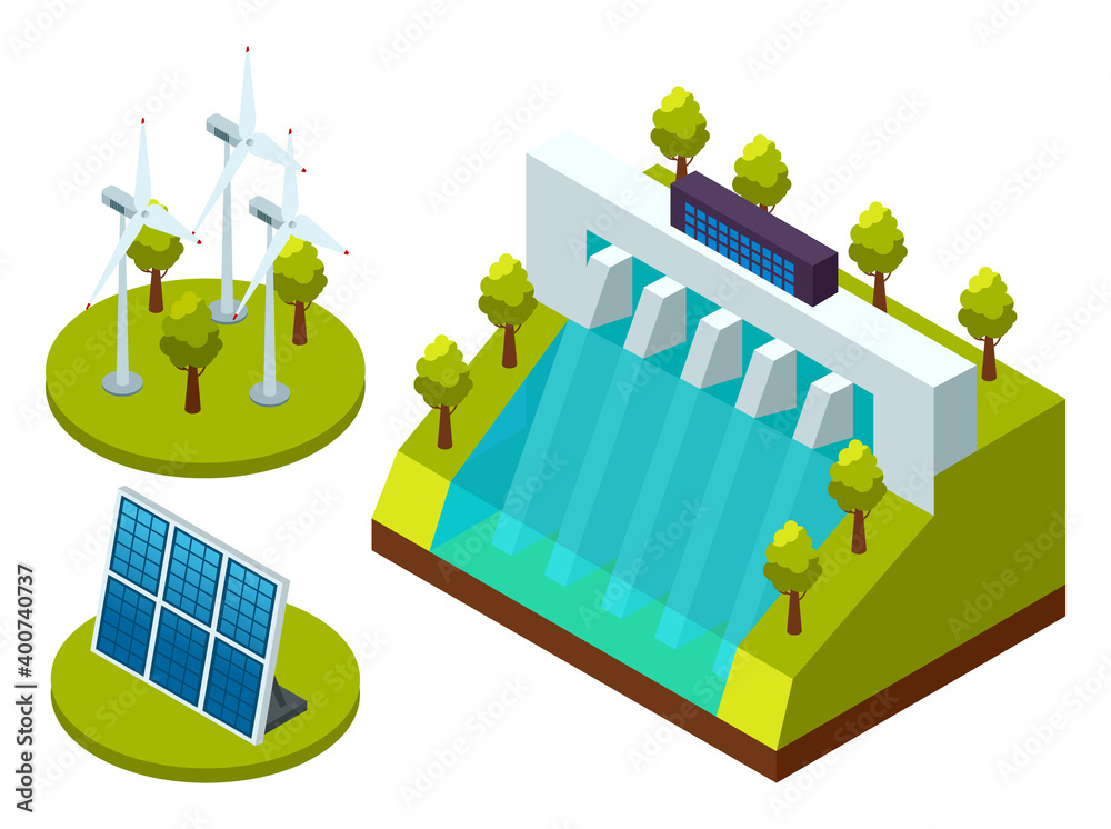 Green energy an eco friendly modern technology. Solar, wind ...