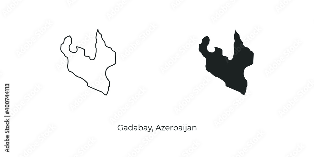 Simple vector illustration of map Gadabay, Azerbaijan. Linear and ...