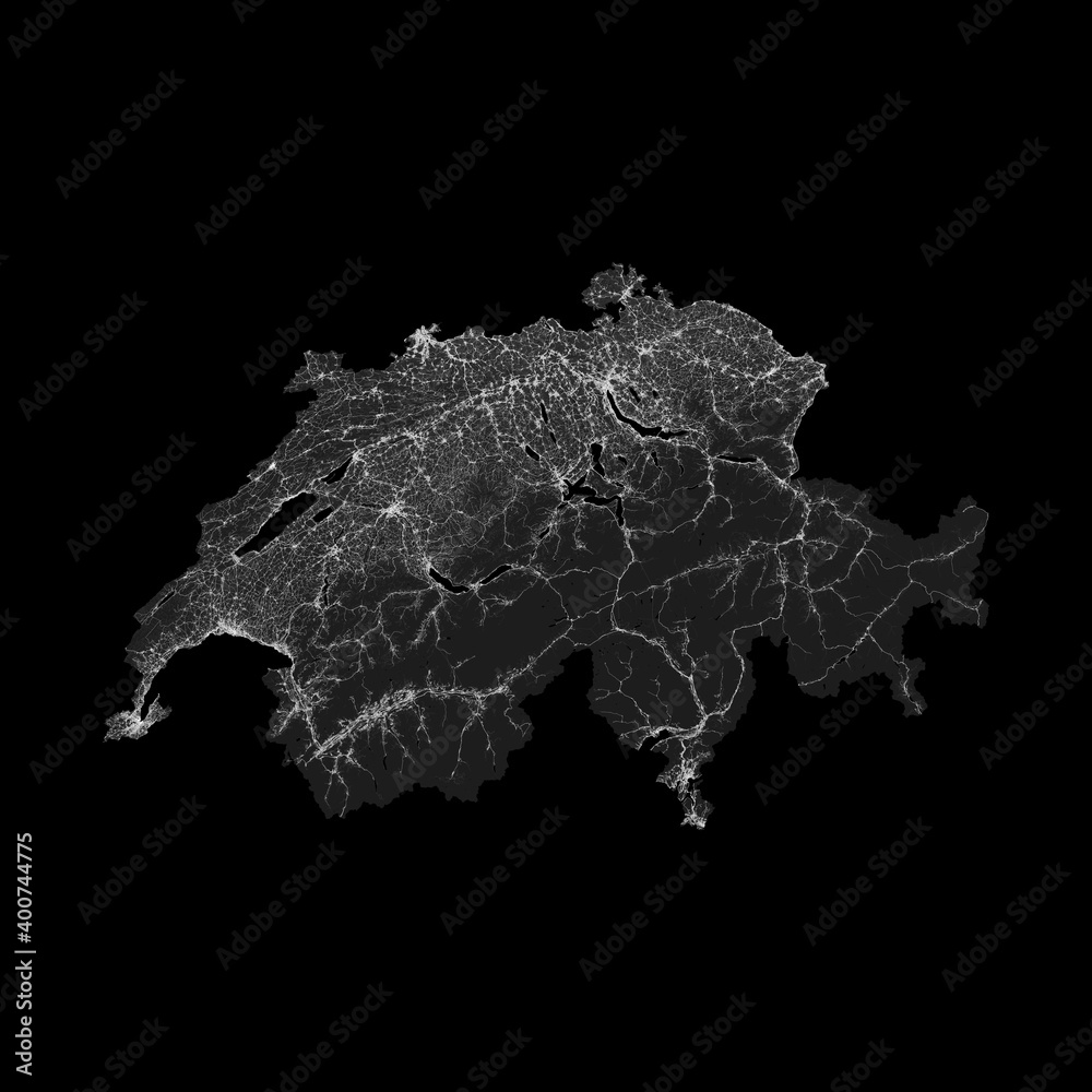 Switzerland map. Road map of Switzerland. It includes all roads of the ...