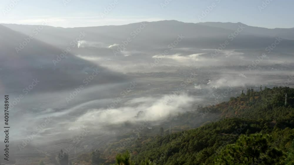 Mountain valley deforestation in China Yunnan, agriculture habitat loss ...