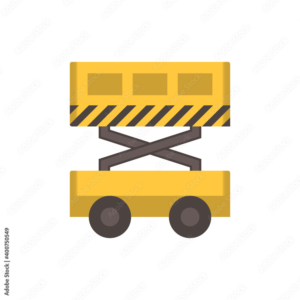 Scissor lift vector icon. Elevating work platform or elevator. Vertical ...