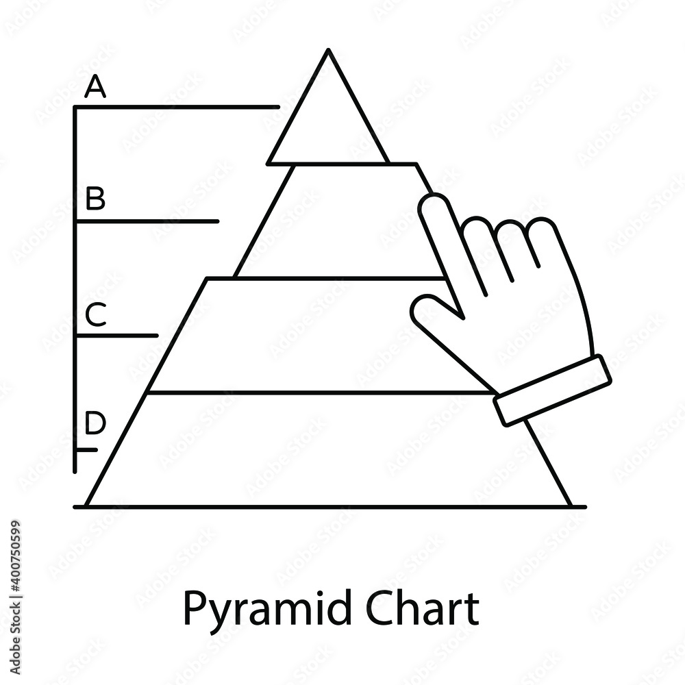 Flat outline vector of pyramid chart, hierarchical form of data Stock ...