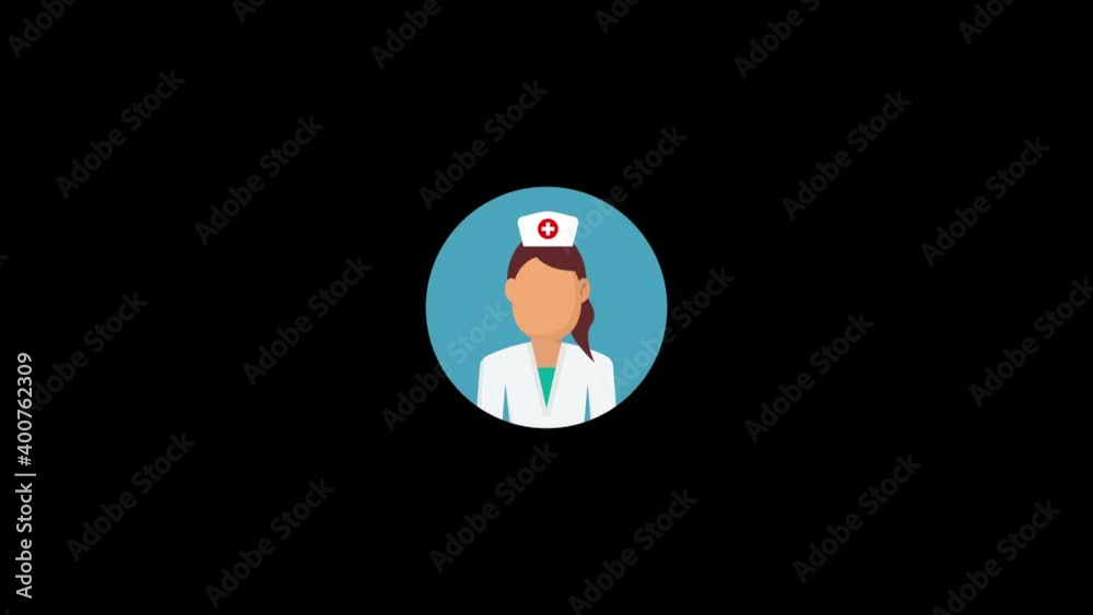 2D flat nurse avatar icon animation - Vector art .4K video.Simple ...