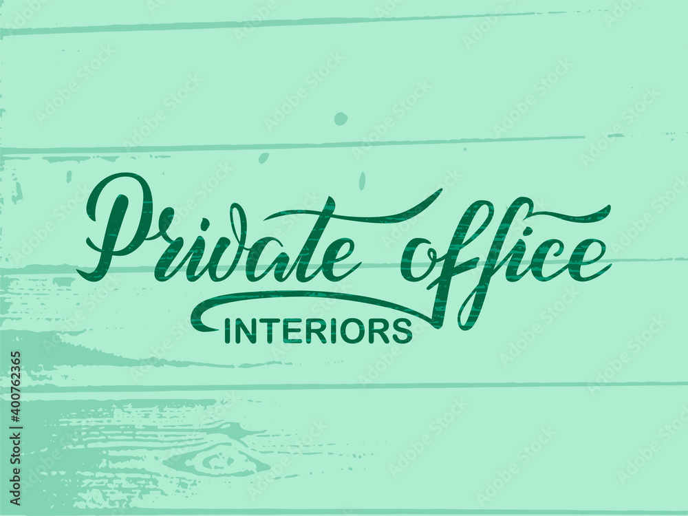 Vector illustration of private office interiors lettering for banner ...