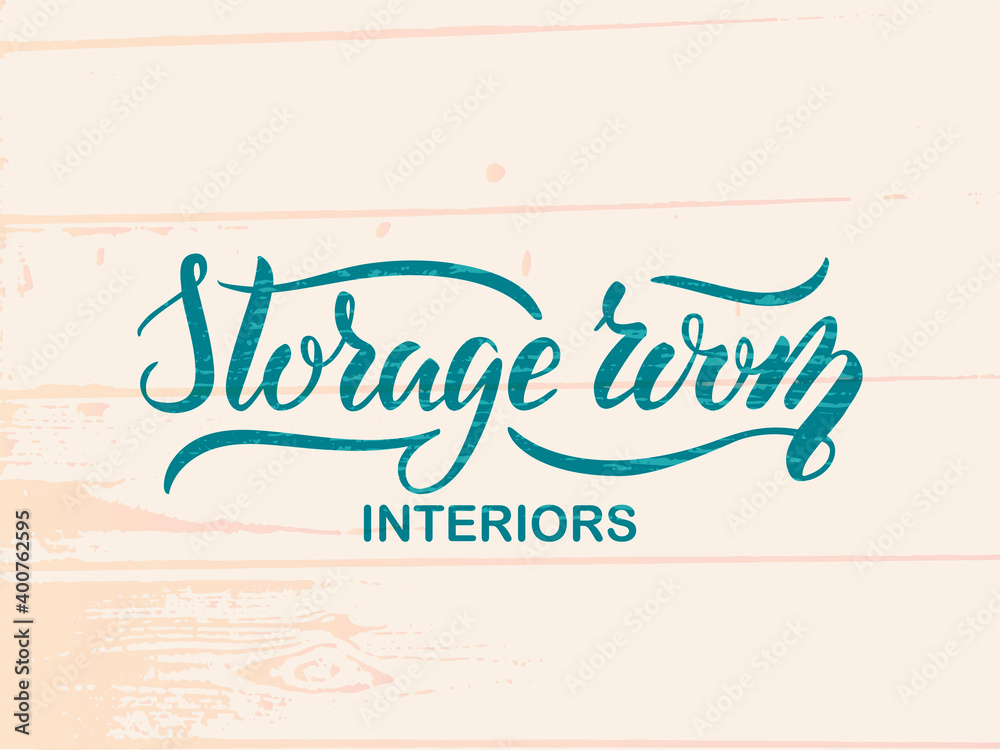 Vector illustration of storage room interiors lettering for banner ...