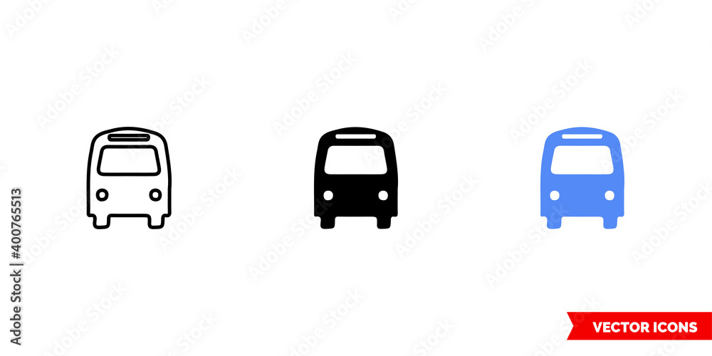 Map symbol bus stop icon of 3 types color, black and white, outline ...