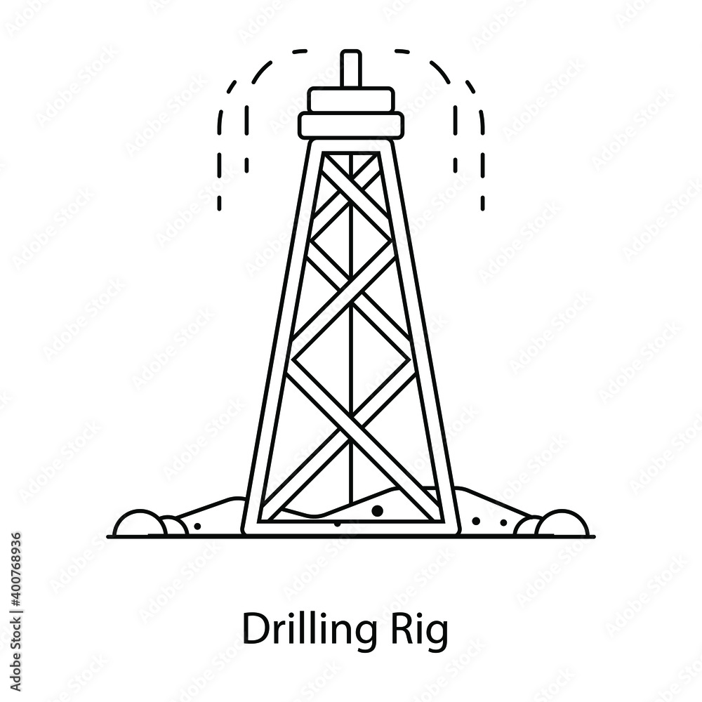Offshore platform, flat outline icon of drilling platform Stock Vector ...