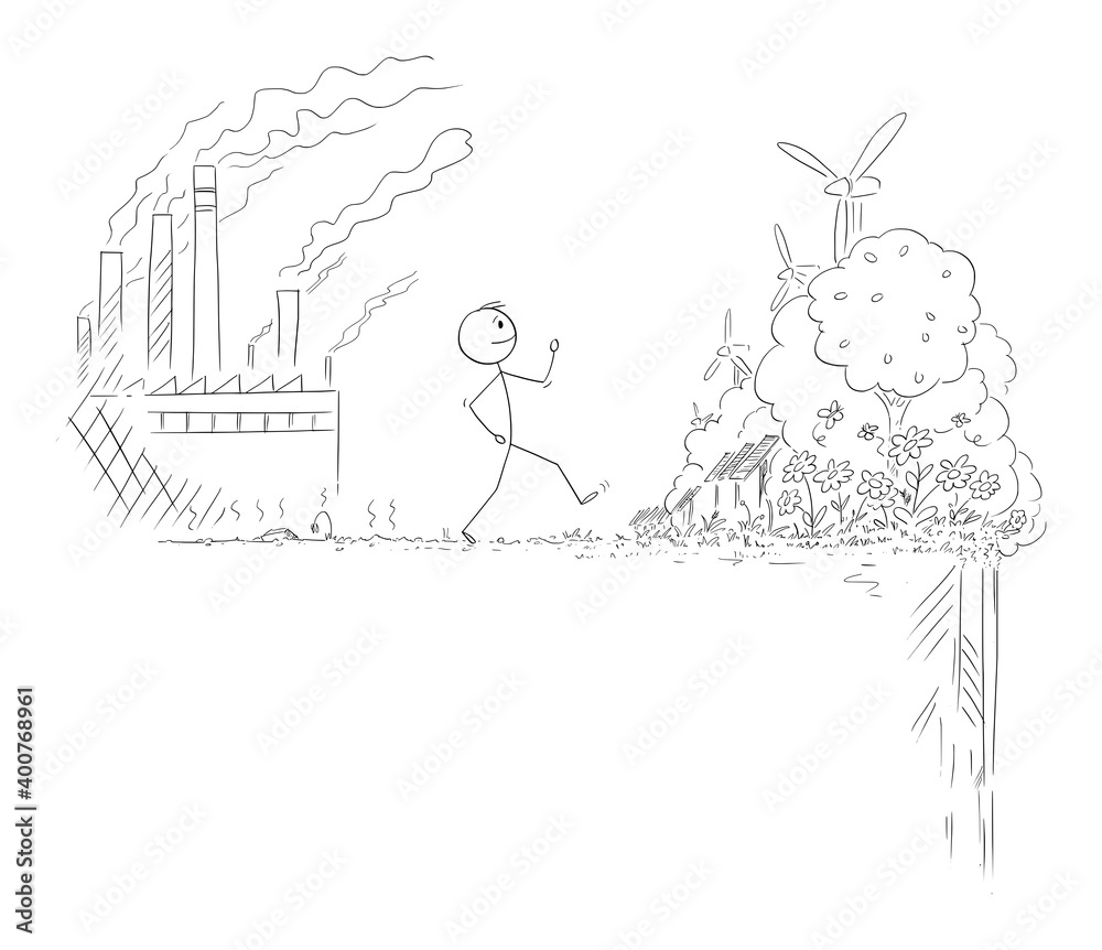 Vector cartoon stick figure illustration of man walking from place with ...