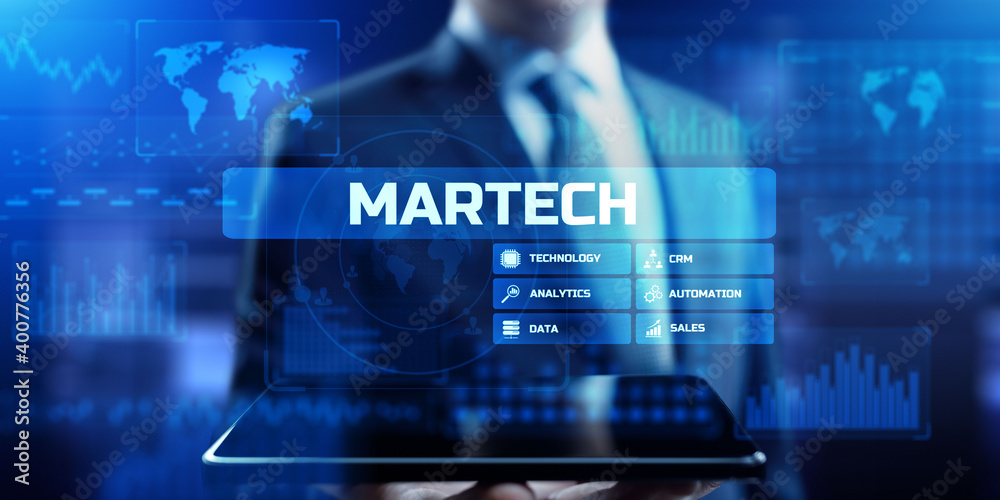 MARTECH, Marketing technology business concept on virtual screen ...