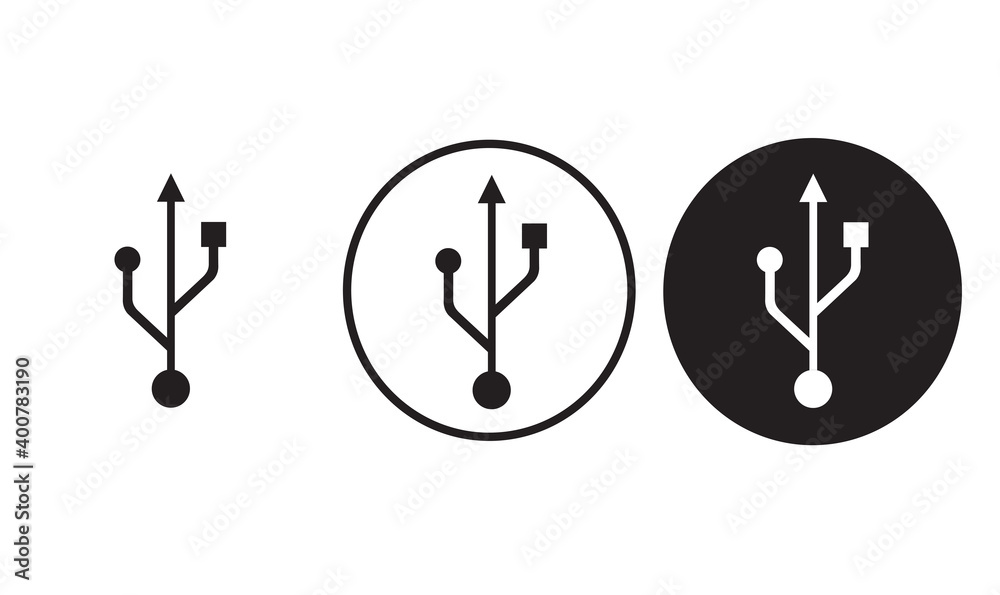 usb icon black outline logo for web site design and mobile dark mode ...