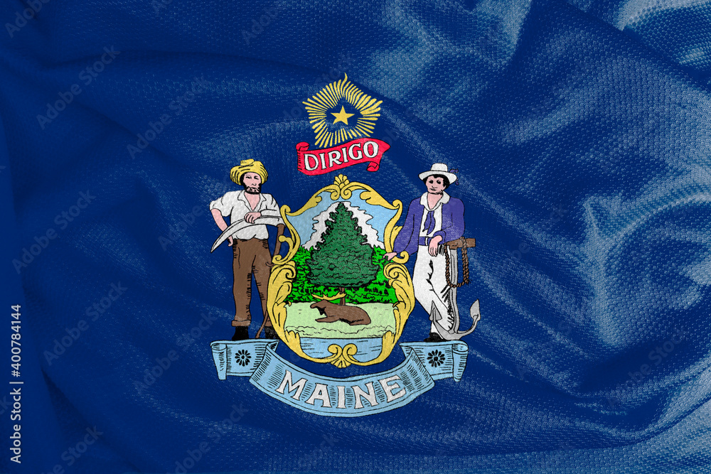 Foto de The Maine flag is a flag with the coat of arms of Maine on a ...