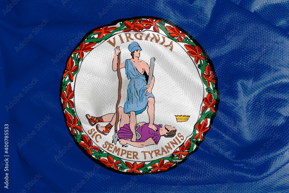 The Virginia flag is the state seal on a blue field. The colors of the ...