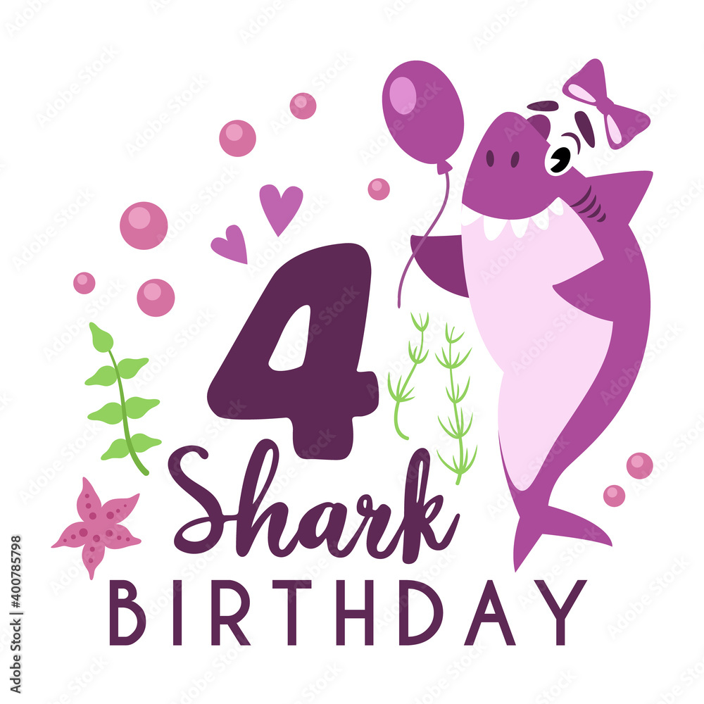 Baby Shark birthday party clipart - cartoon baby birthday composition ...