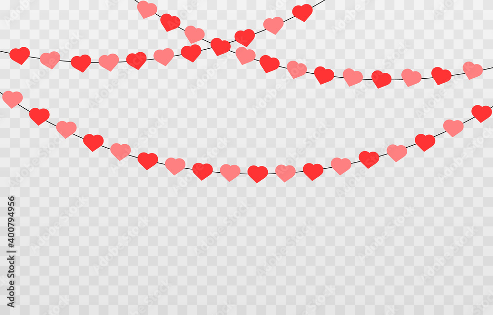 Vector garland of hearts. Hearts for Valentine's Day. Garland png ...