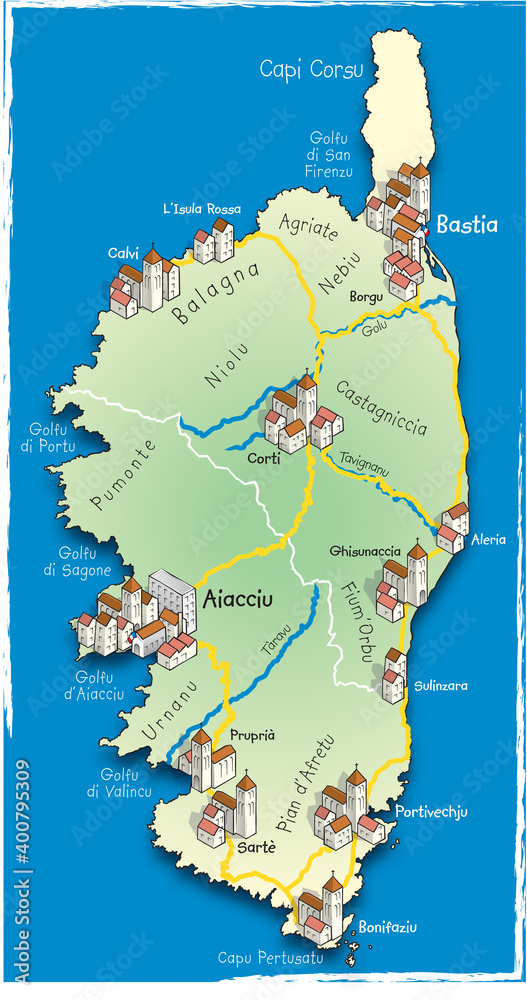 20 Carte des départements de la Corse (corsu) Stock Vector | Adobe Stock