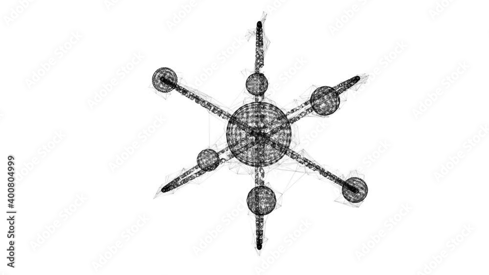 Planetary model of atom with nucleus and electrons spining on orbits ...